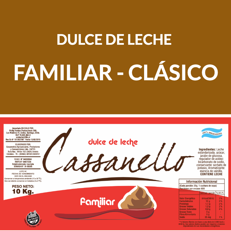 DULCE DE LECHE FAMILIAR CLÁSICO - CASSANELLO - 10KG. – Filis